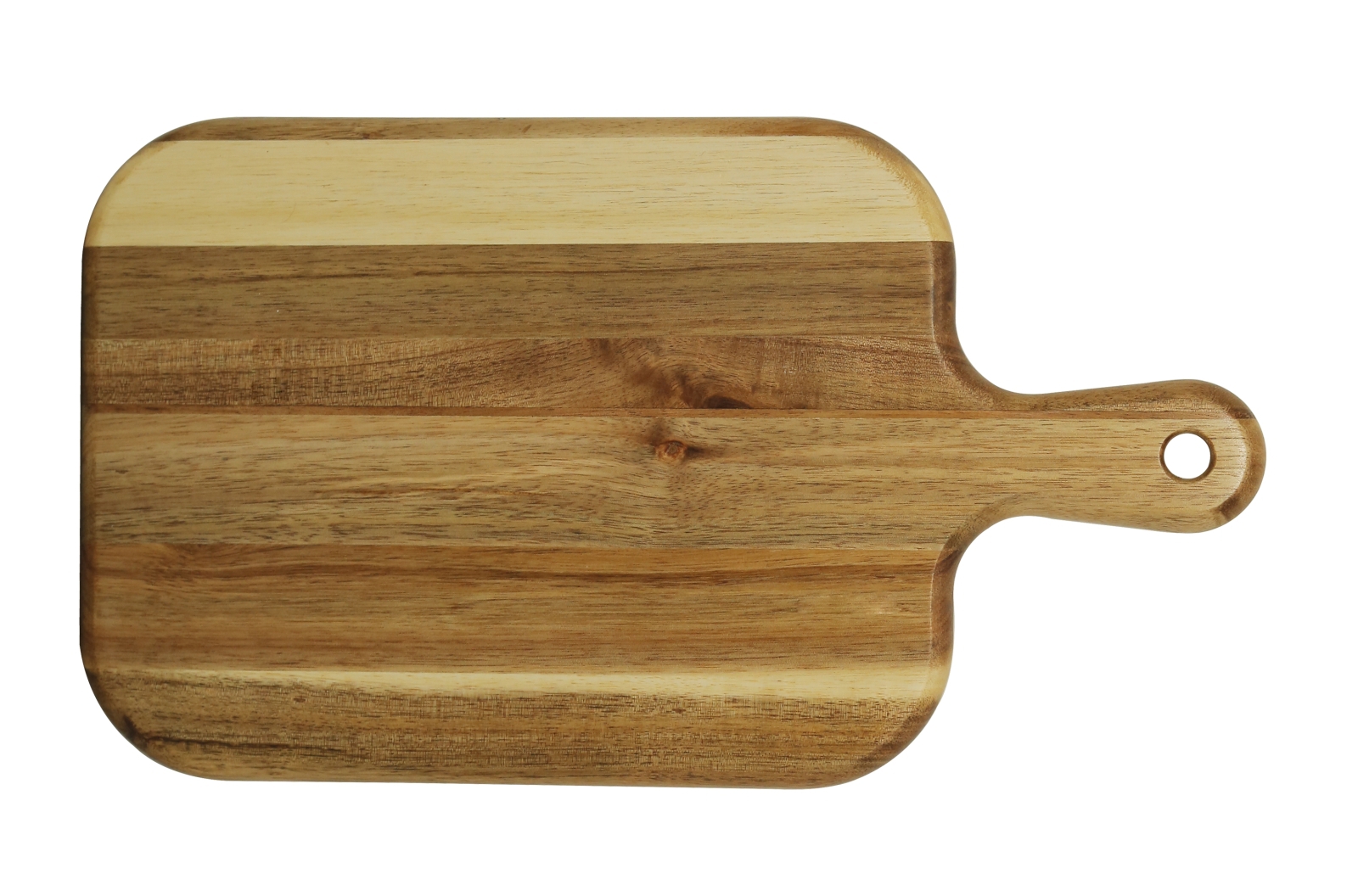 10036: Rect. cutting board with 4 round corner and hole, natural varnish