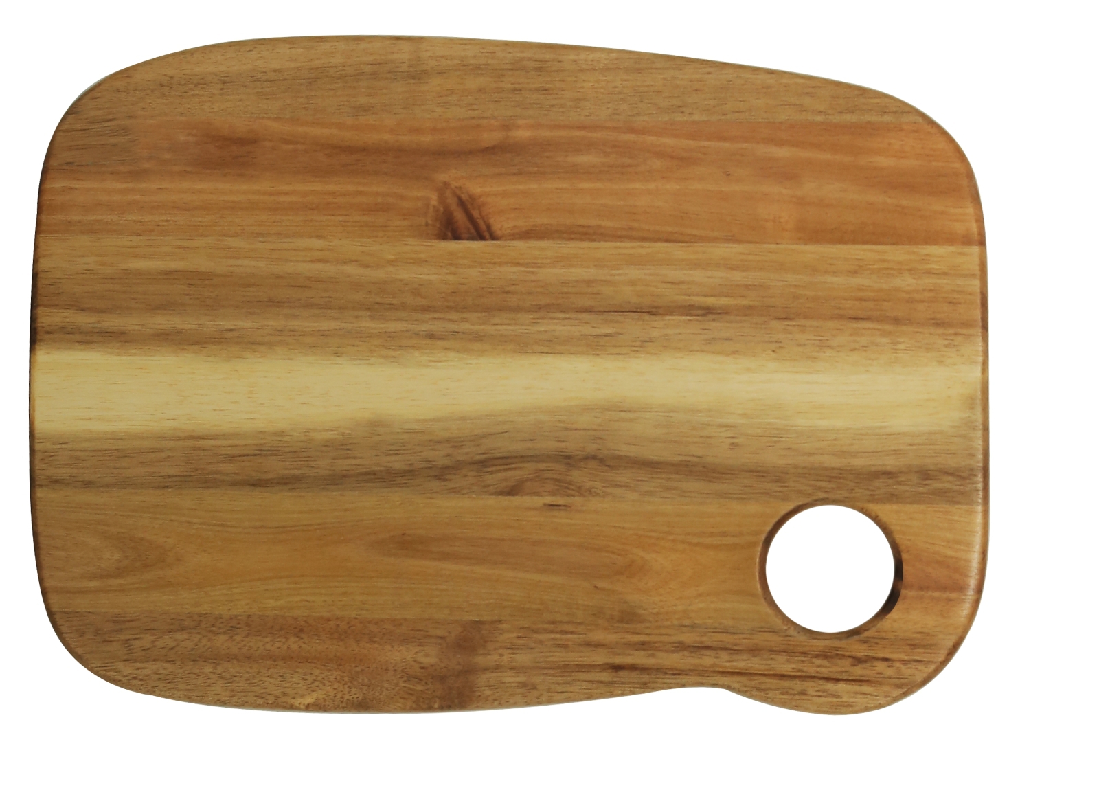 10044: Round corner cutting board with big handle hole, natural varnish
