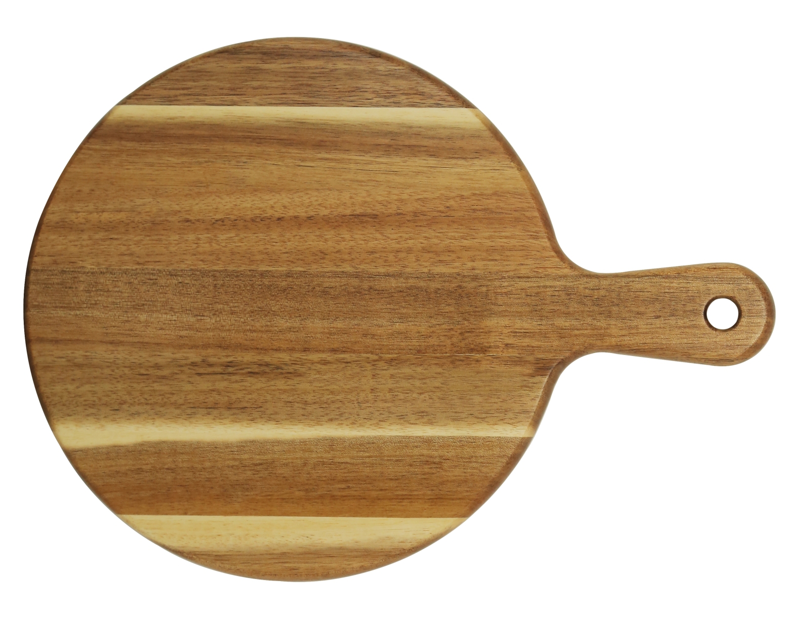 10037: Round ping pong. cutting board with hole, natural varnish