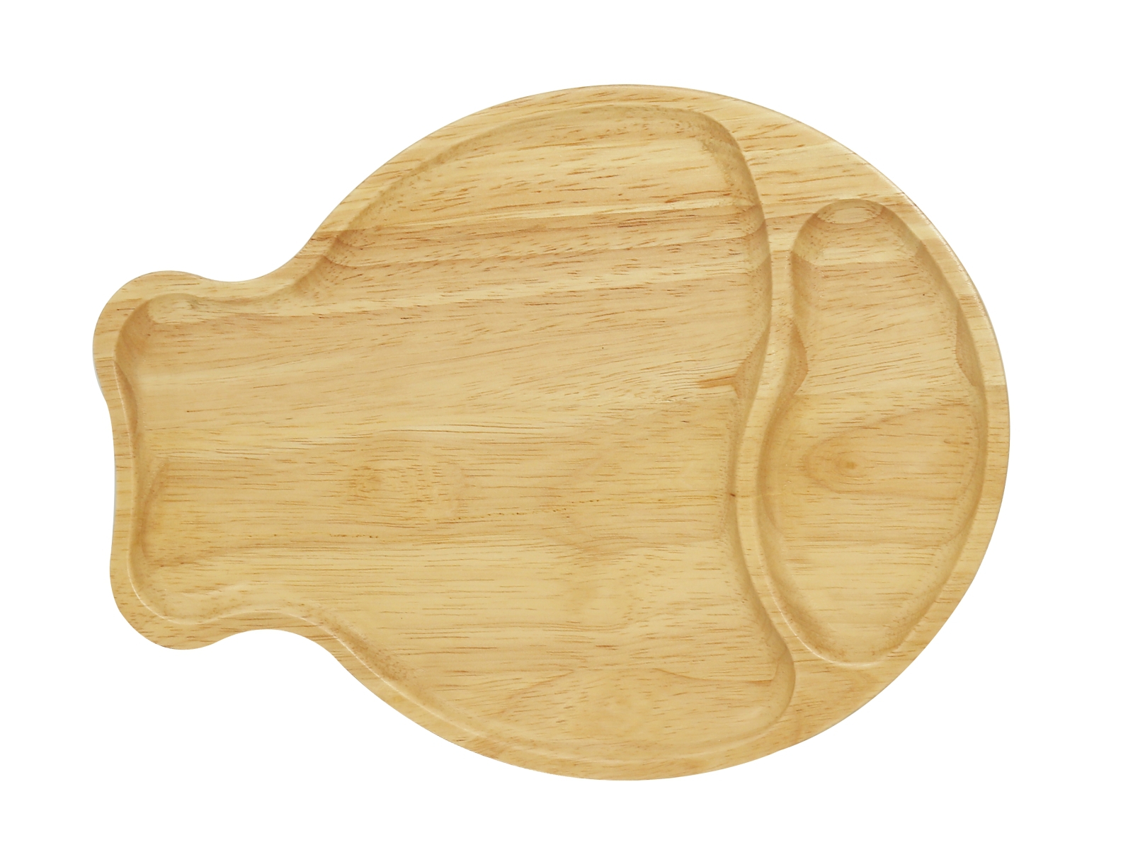 11068: Fish shape tray with 2 part, natural varnish